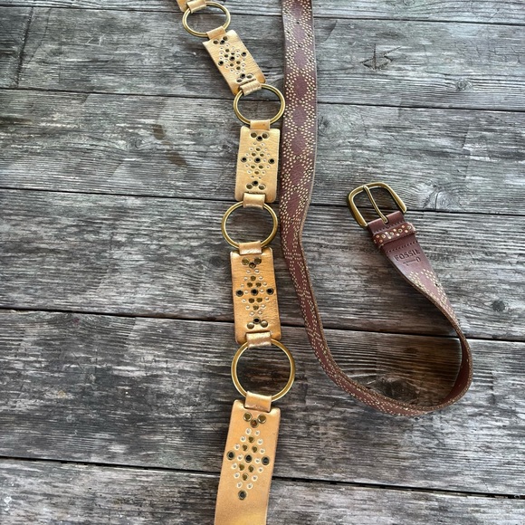Fossil | Accessories | Two Belts Gold With Hoop Hardware And A Brown ...